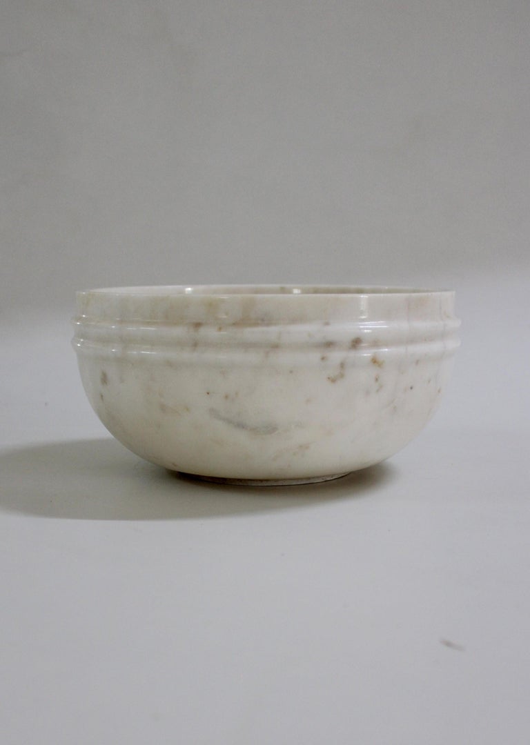 Two Line Bowl in White Marble Handcrafted in India by Stephanie Odegard ...