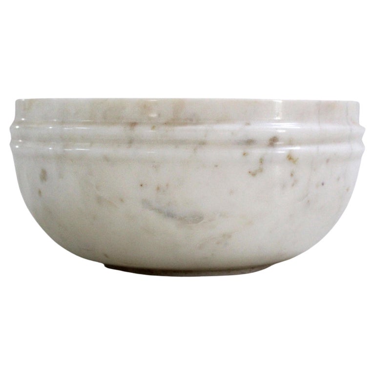 Two Line Bowl in White Marble Handcrafted in India by Stephanie Odegard ...