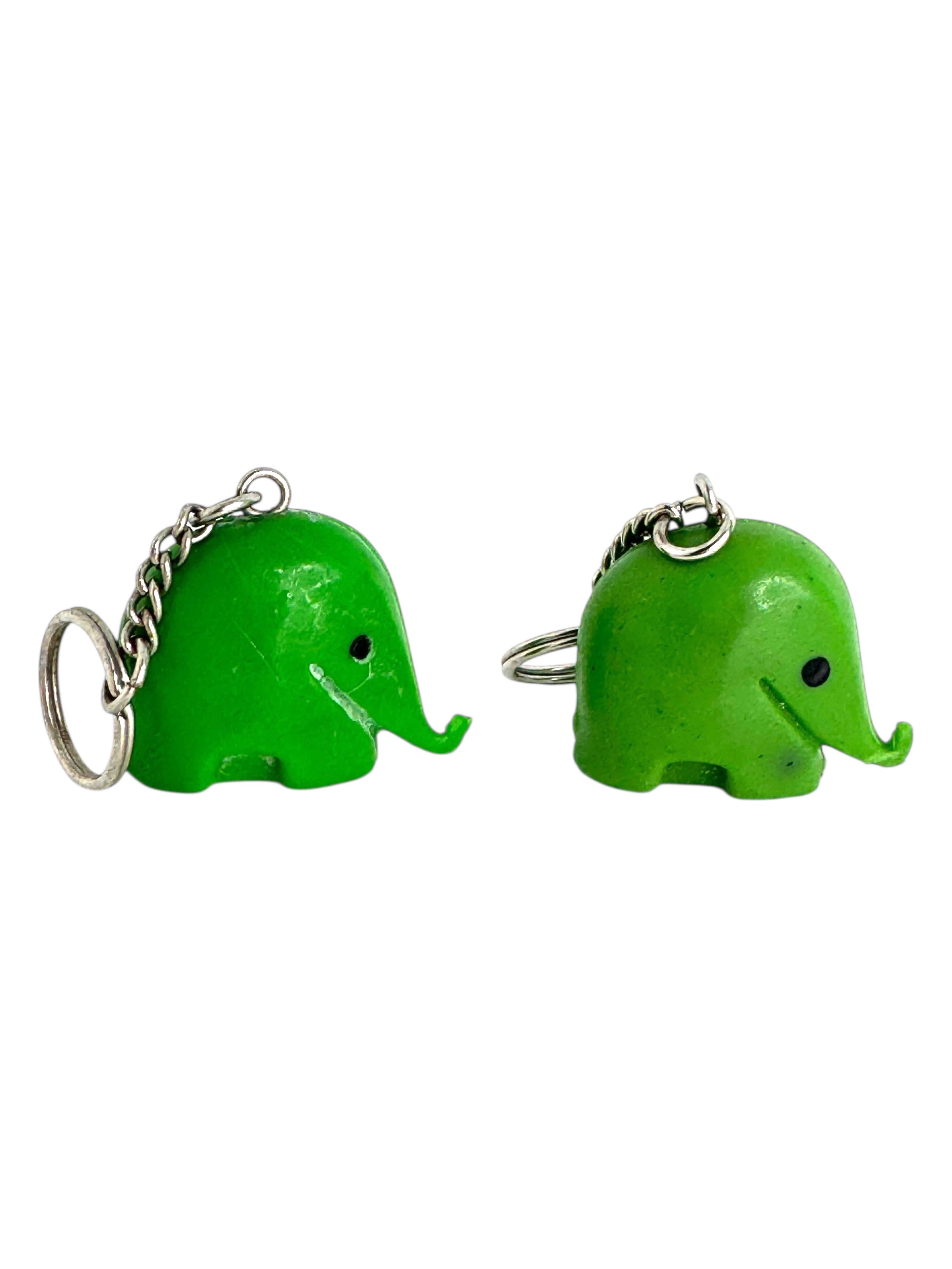 Two Luigi Colani Drumbo Green Elephant Rubber Key Chain for Dresdner ...