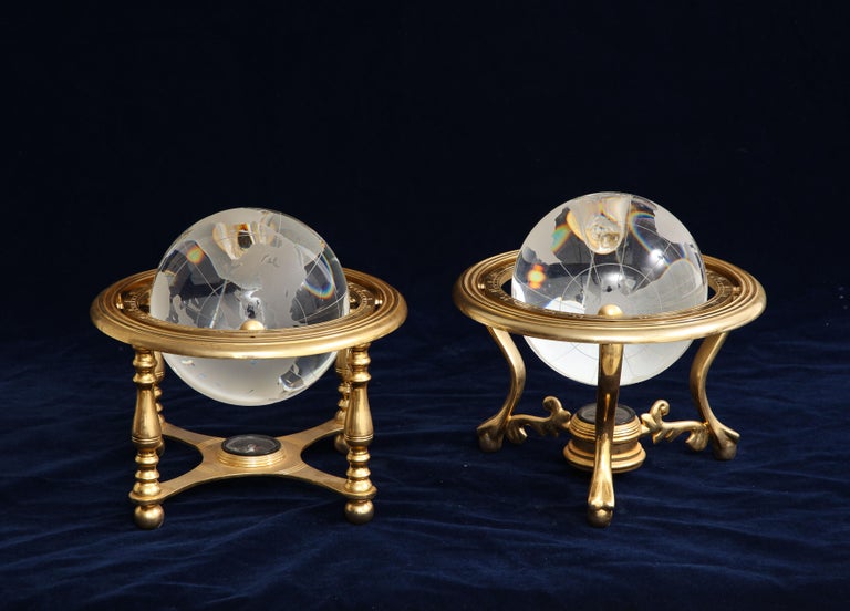 Two Mid-Century Modern French Gilt Bronze Mounted Crystal Models of ...