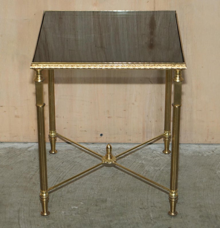 Two Mid-Century Modern Maison Jansen Paris 1950's Glass Brass Side End ...