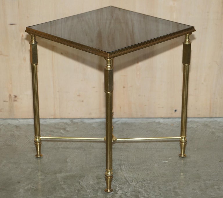 Two Mid-Century Modern Maison Jansen Paris 1950's Glass Brass Side End ...