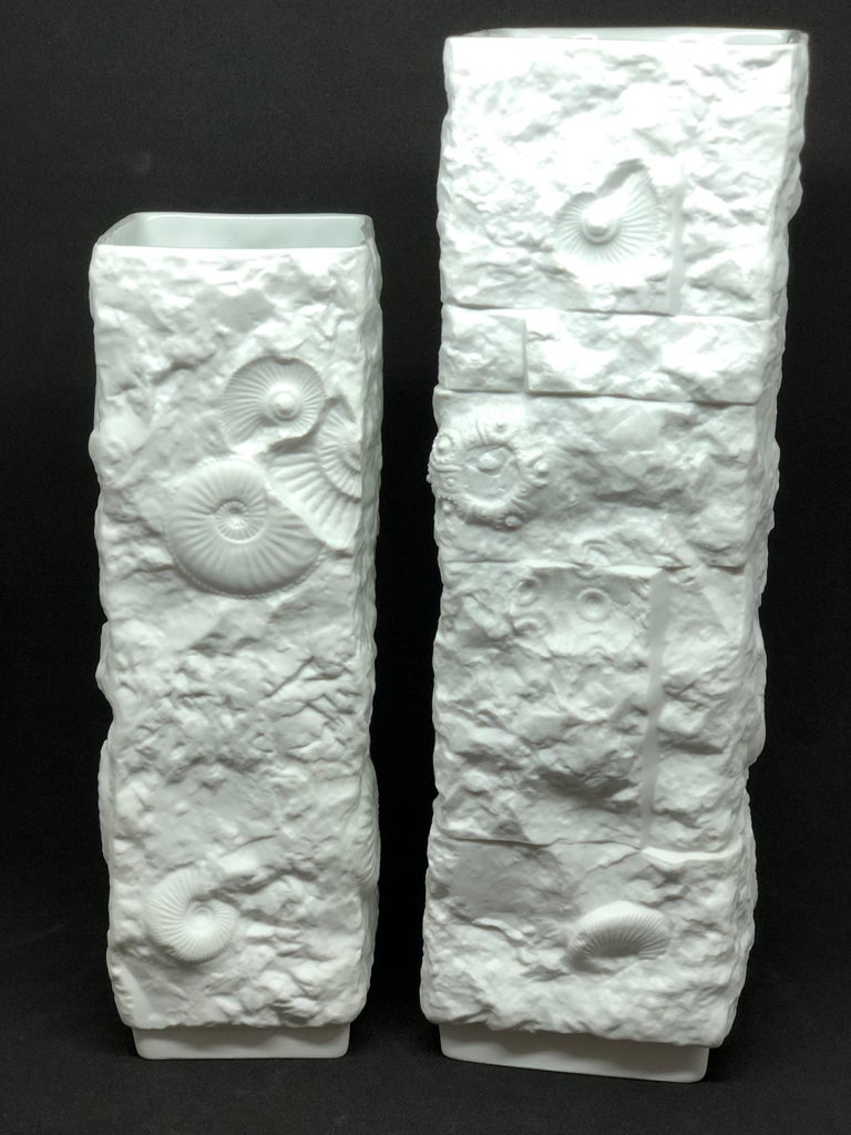 Two Midcentury Bisque Fossil Vases by Kaiser Porcelain, Germany, 1970s ...