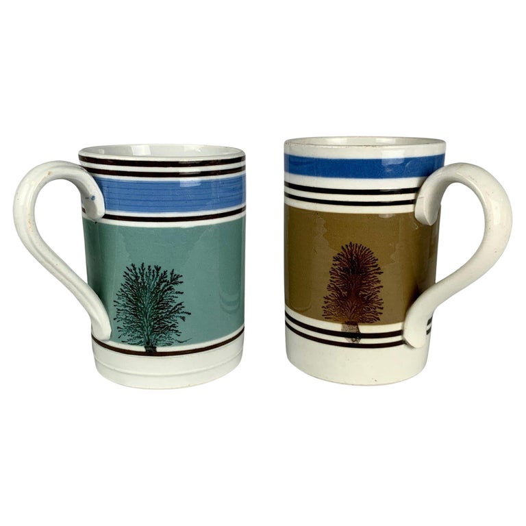 Two Mochaware Pint Mugs Made England, Circa 1870-1880 For Sale at 1stDibs