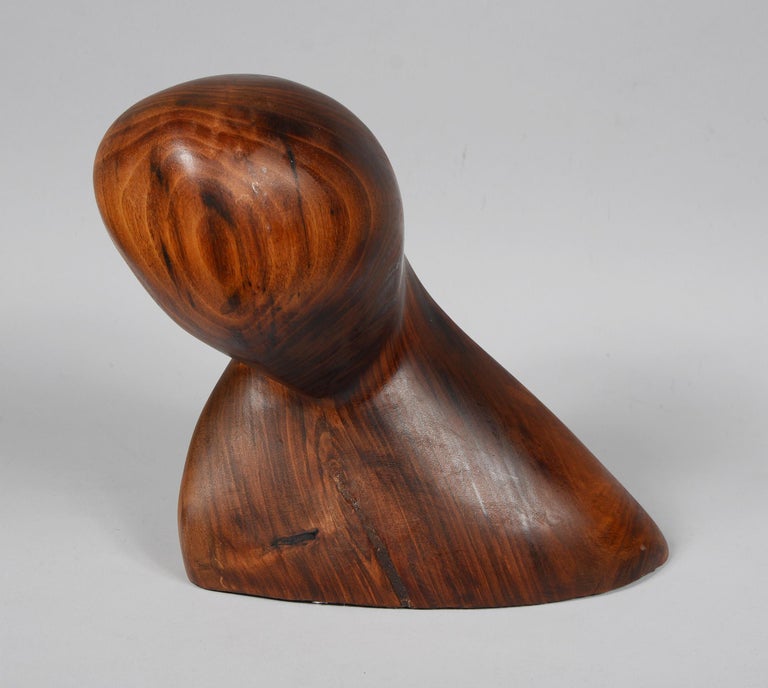 Two Modernist Figurative Carved Wood Bust Sculptures at 1stDibs