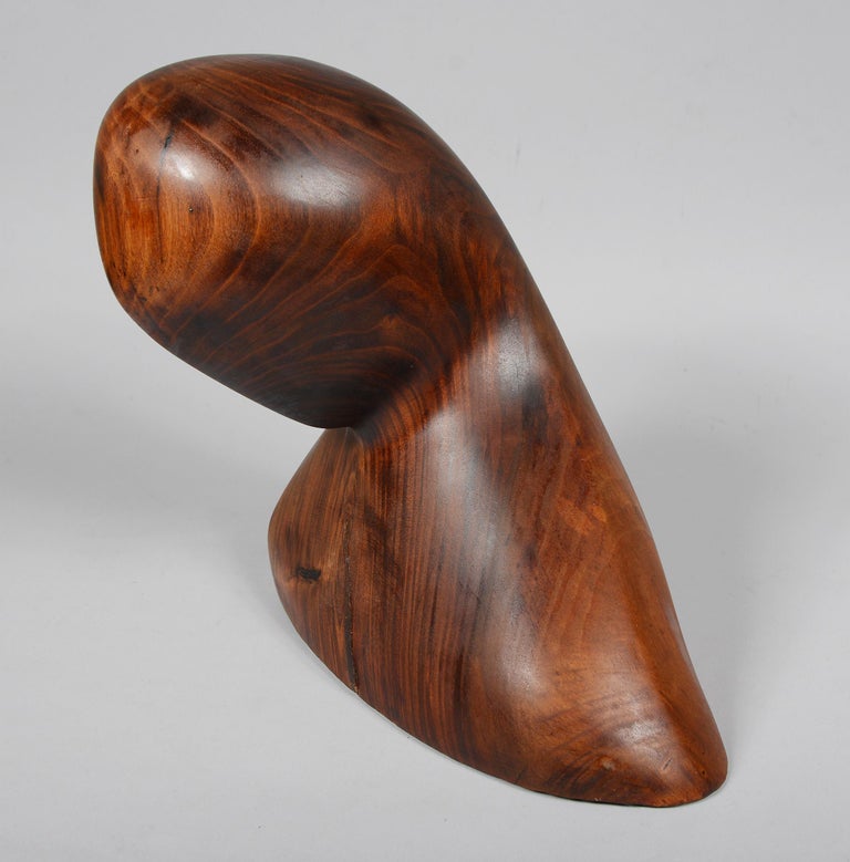 Two Modernist Figurative Carved Wood Bust Sculptures at 1stDibs