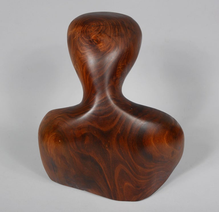 Two Modernist Figurative Carved Wood Bust Sculptures at 1stDibs