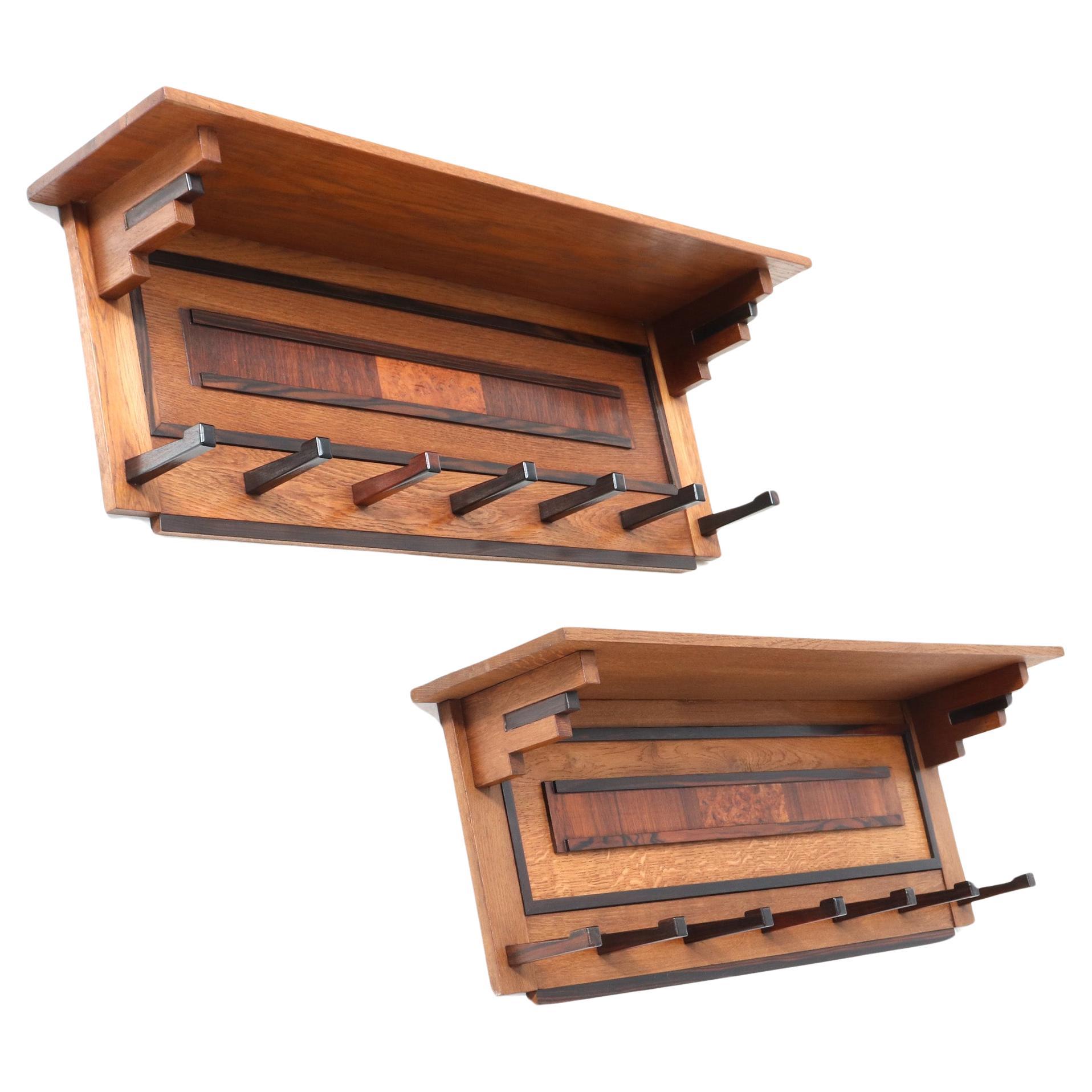 Two Oak Art Deco Modernist Coat Racks by P.E.L. Izeren for De Genneper ...