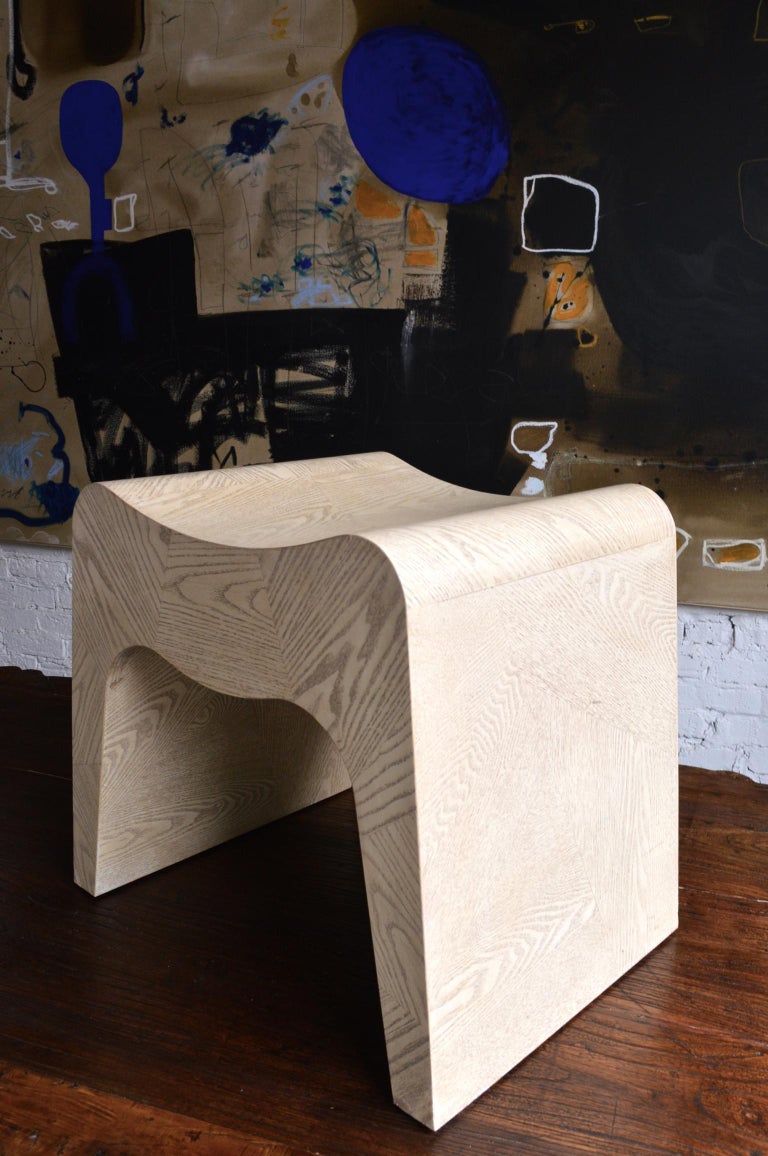 Two of a Pair of 20th Century Cerused Plywood Curved Stools at 1stDibs