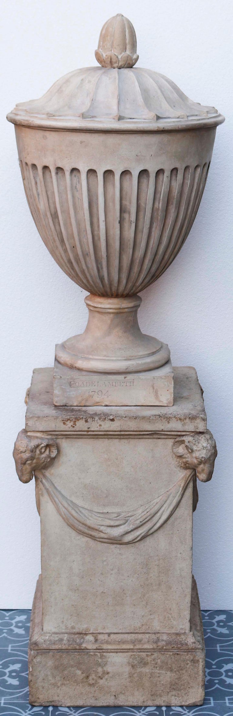 Two Original Coade Stone Urn Finials For Sale at 1stDibs