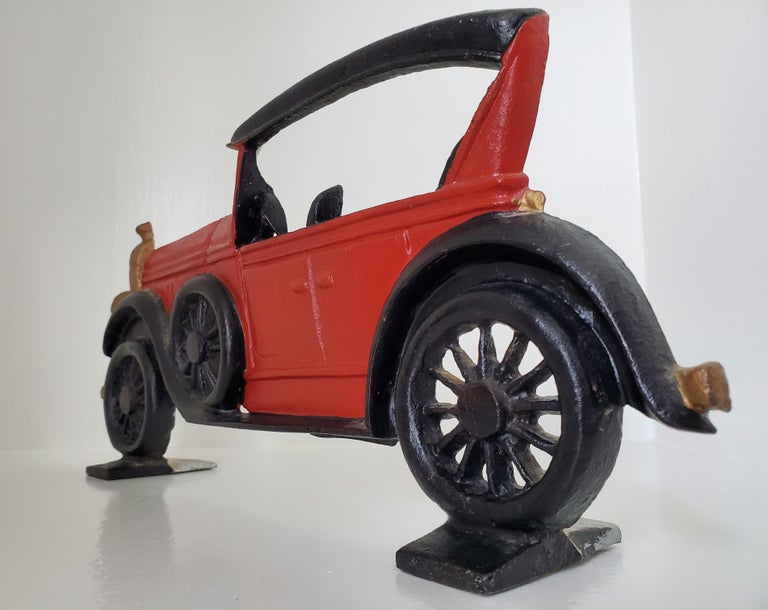 Two Painted Cast Iron Antique Car Door Stops or Book Ends For Sale at ...