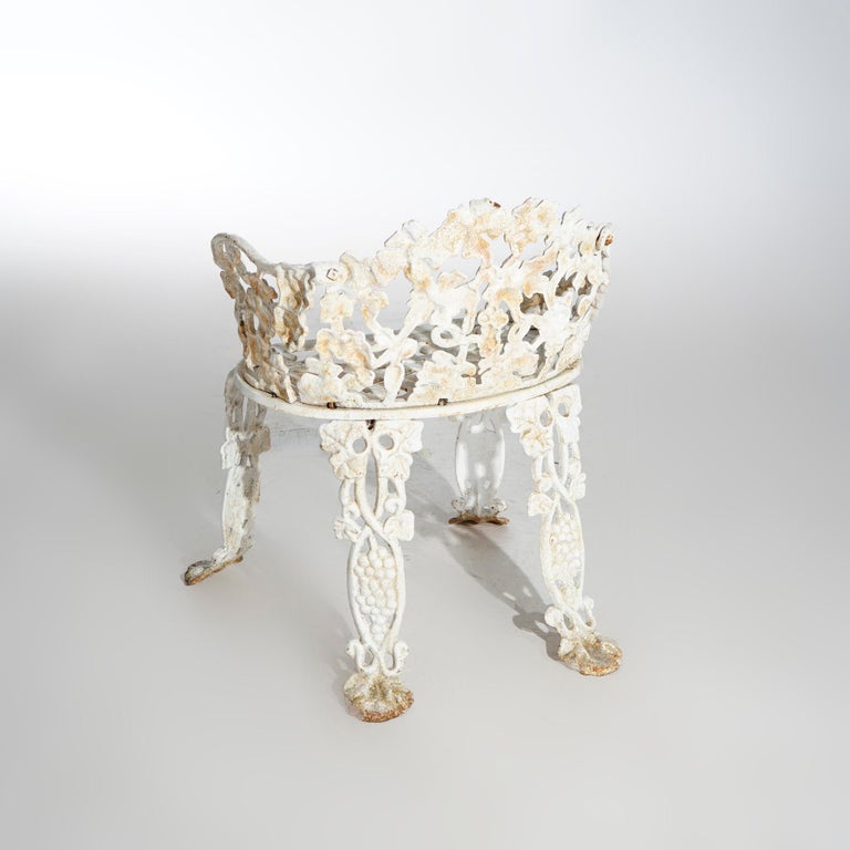 Two Painted Cast Iron Grape and Leaf Garden Chairs 20th C For Sale at ...