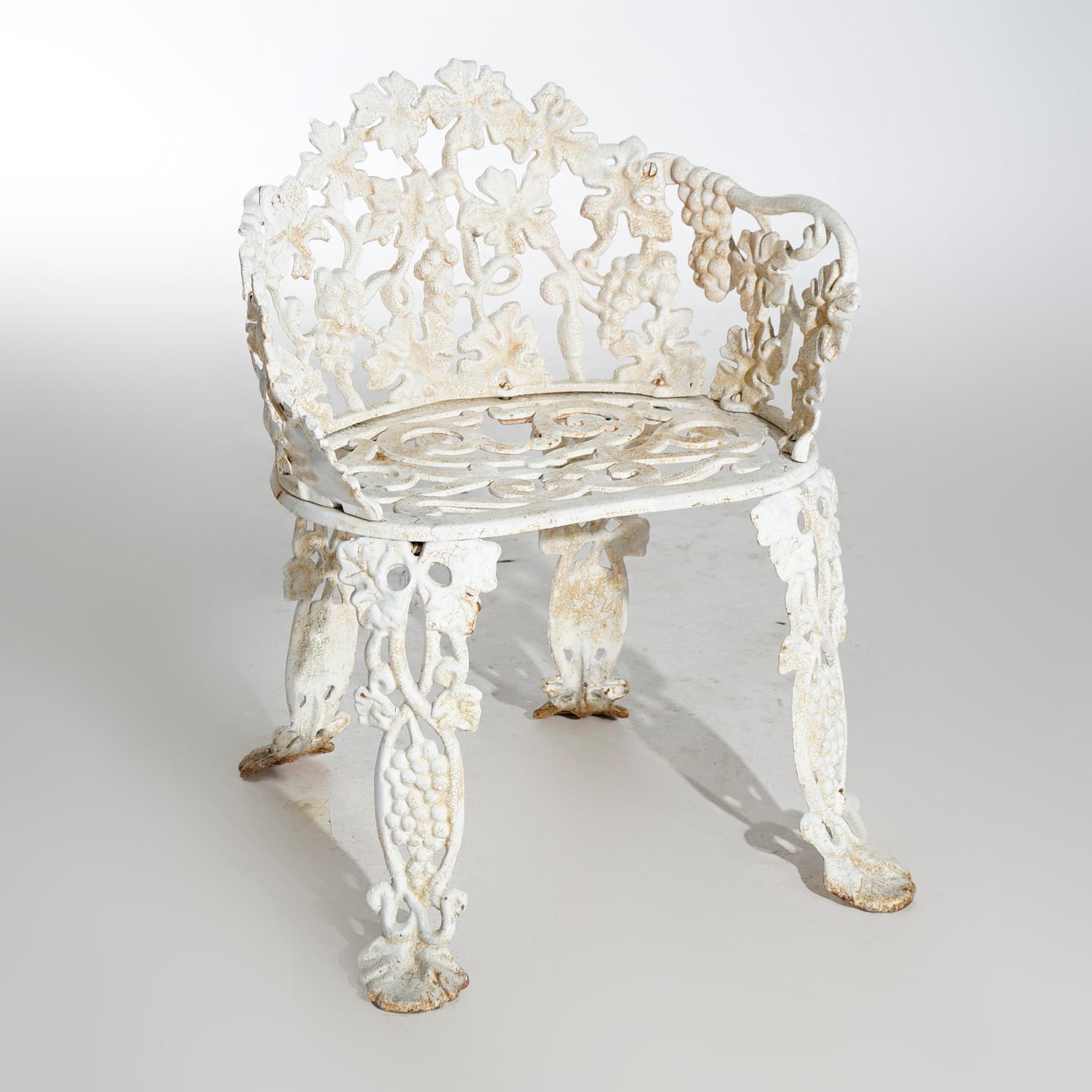 Two Painted Cast Iron Grape and Leaf Garden Chairs 20th C For Sale at ...