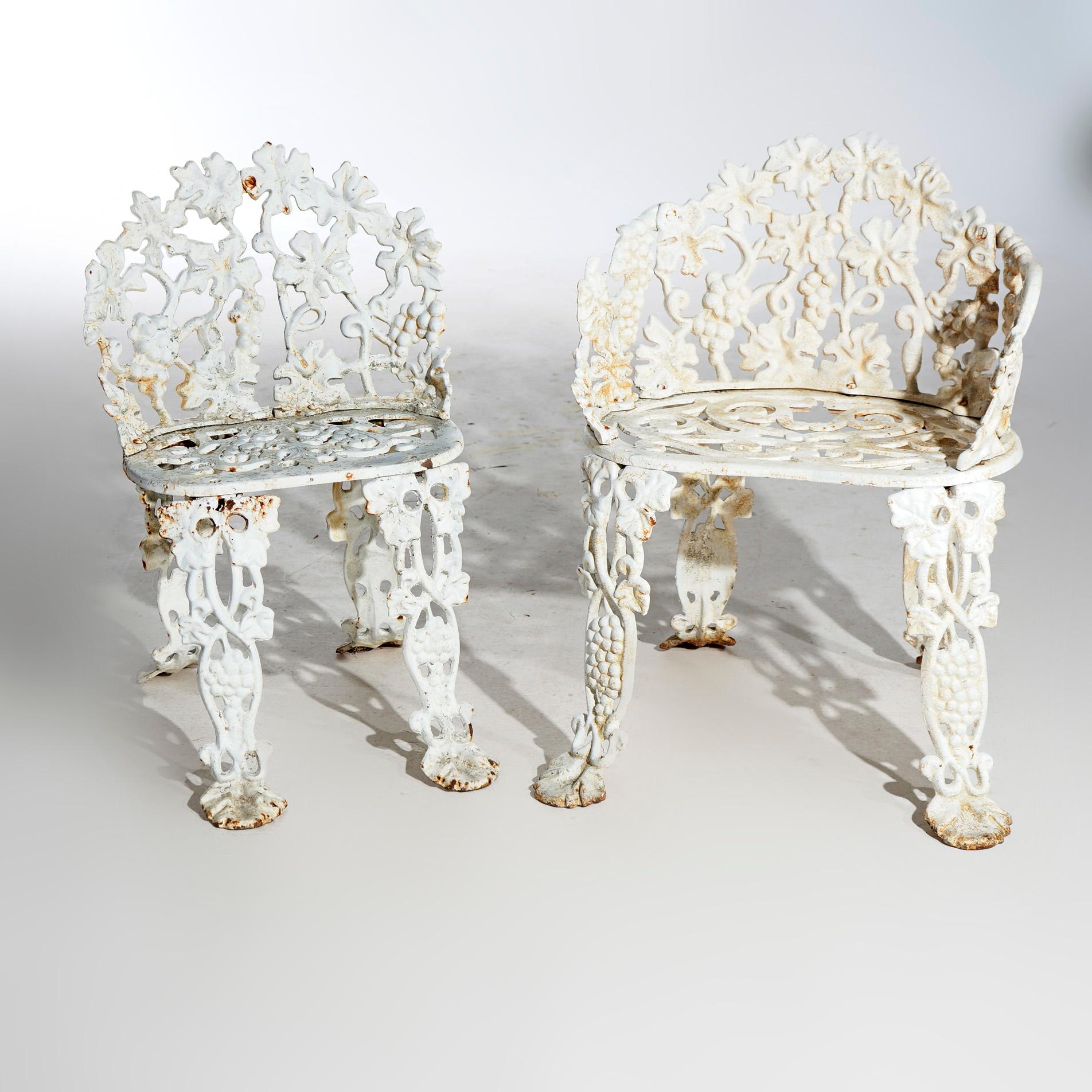 Two Painted Cast Iron Grape and Leaf Garden Chairs 20th C For Sale at ...