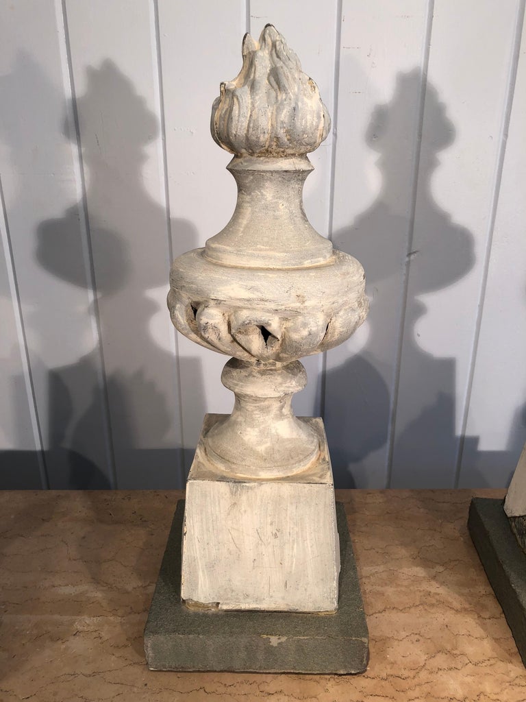 Two Pairs of 19th Century French Zinc Flame Finials at 1stDibs
