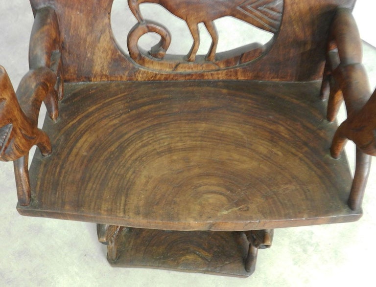 Two Pairs of African Chairs Carved Animals Wood Armchairs Early 20th ...