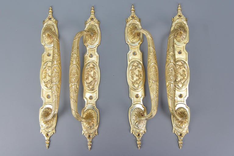 Two Pairs of Large Antique Louis XVI Style Bronze Door Handles, circa ...
