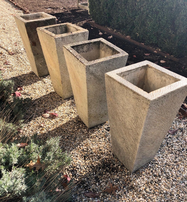Two Pairs of Tall Contemporary English Cast Stone Planters at 1stDibs