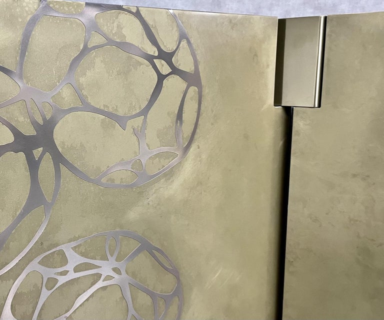 Two-Panel Lacquer and Titanium Screen by Frédérique Domergue, Limited ...