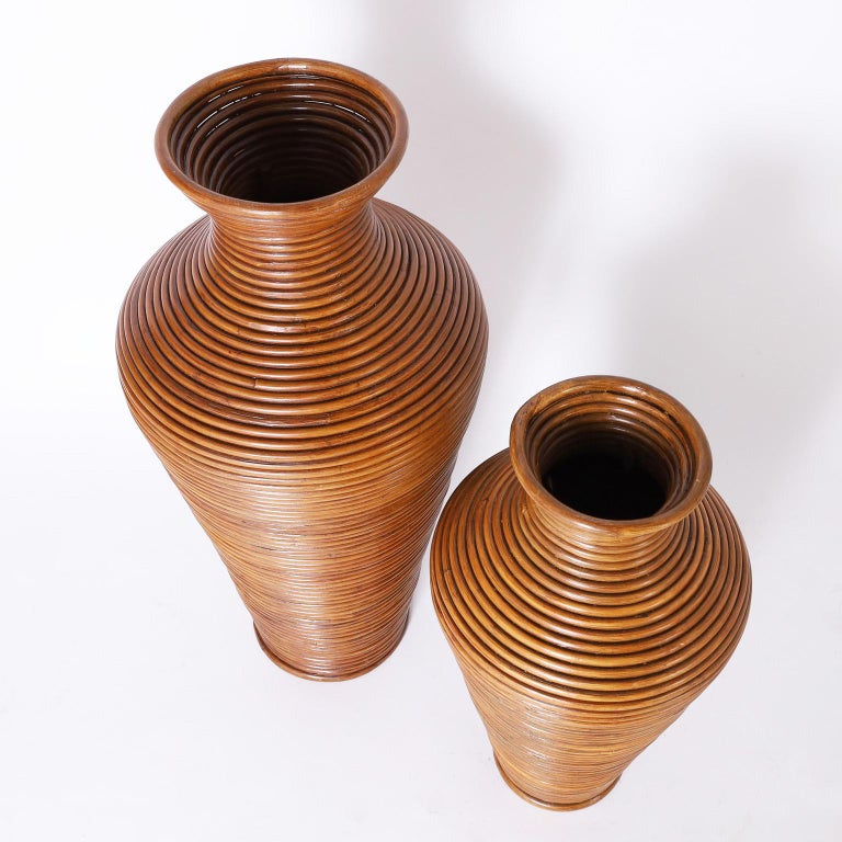 Two Pencil Reed Floor Vases, Priced Individually For Sale at 1stDibs