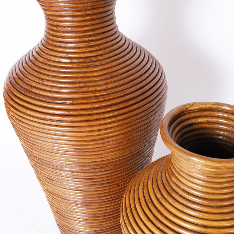 Two Pencil Reed Floor Vases, Priced Individually For Sale at 1stDibs