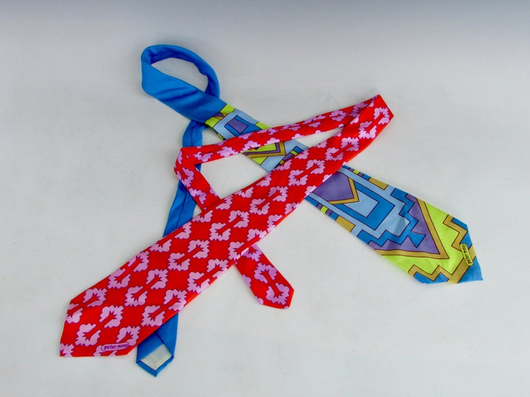 Two Peter Max Op Pop Mod Disco Era Mens Wide Ties For Sale at 1stDibs
