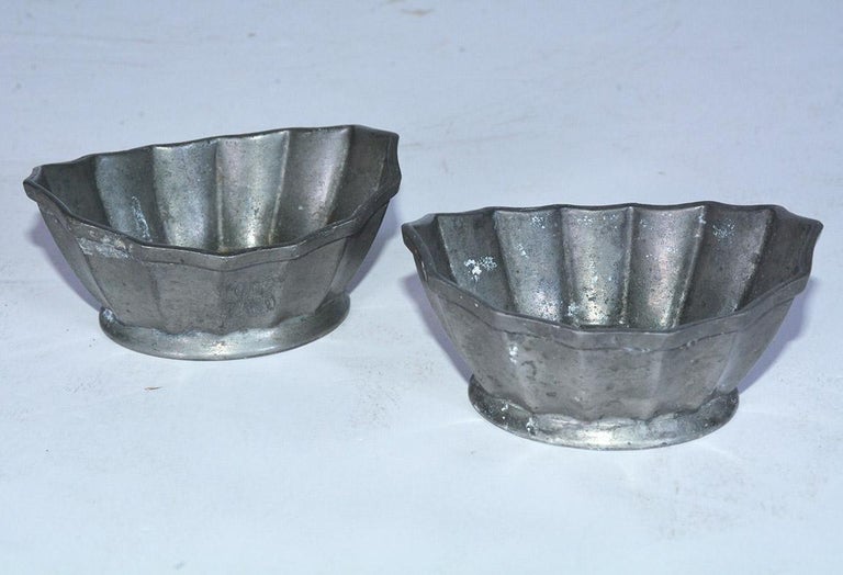 Two Petite Fluted Pewter Salt Cellar Bowls For Sale at 1stDibs