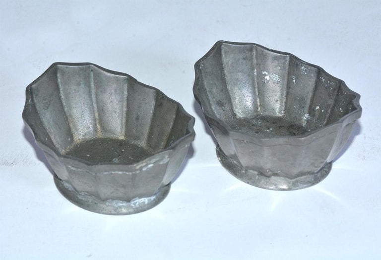 Two Petite Fluted Pewter Salt Cellar Bowls For Sale at 1stDibs