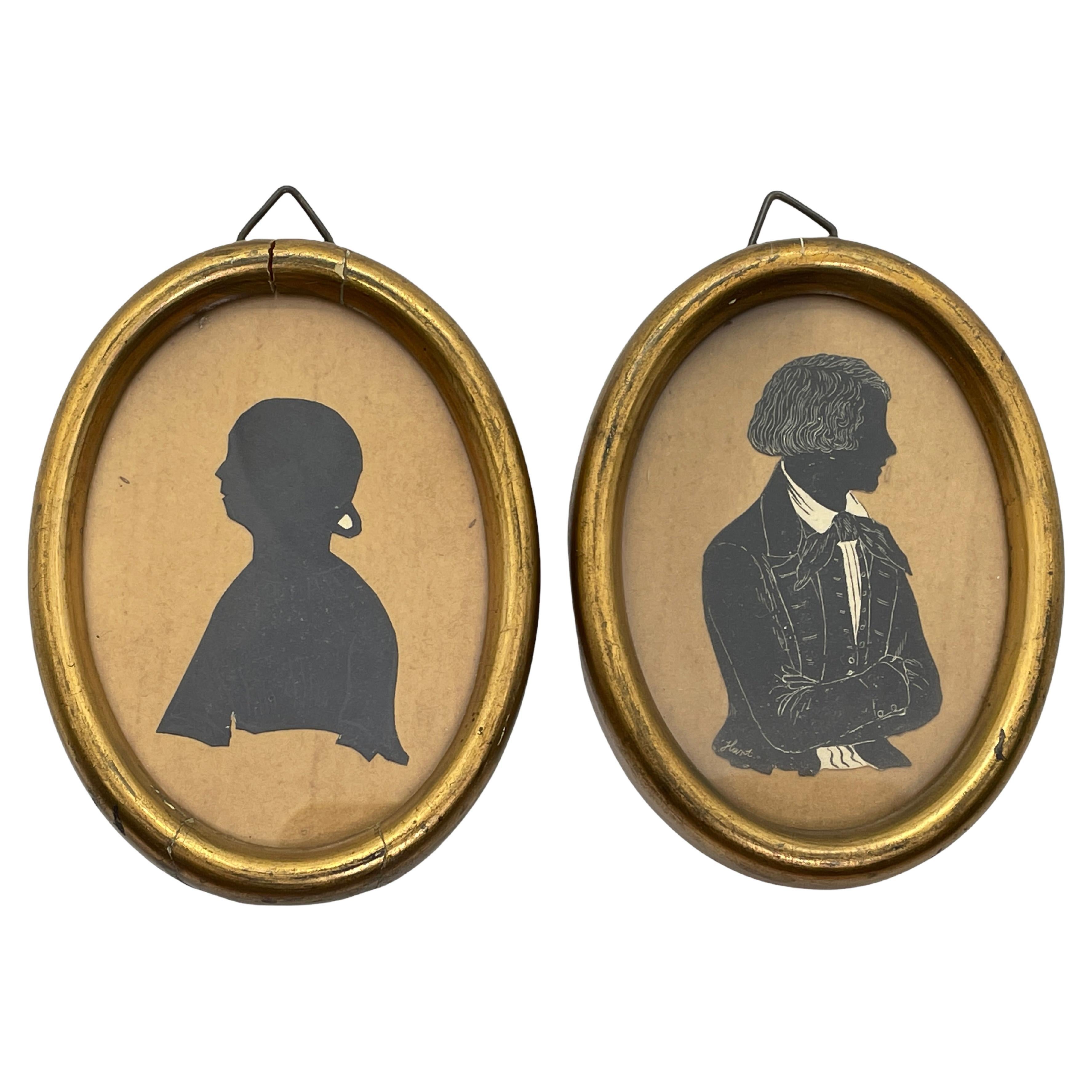 Two Petite Framed Silhouettes, Antique German Biedermeier at 1stDibs