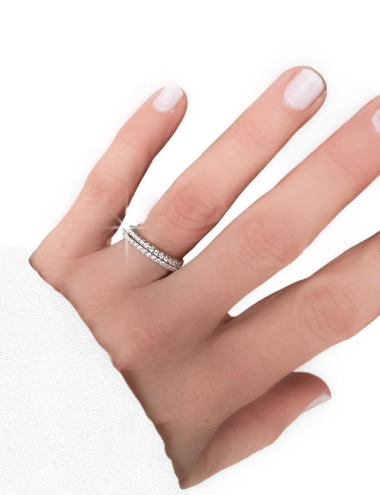 Two Piece Diamond and Platinum Double Eternity Ring For Sale at 1stDibs