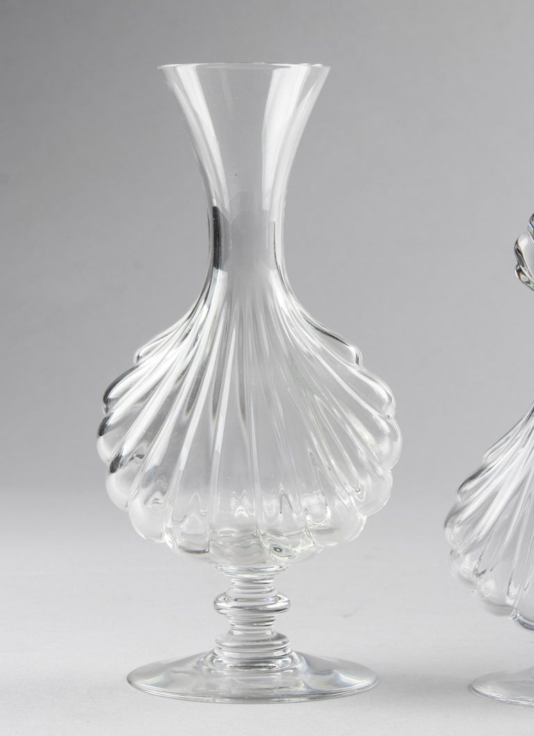 Two Pieces Mid-Century Modern Baccarat Vase and Bottle Shell Shaped ...