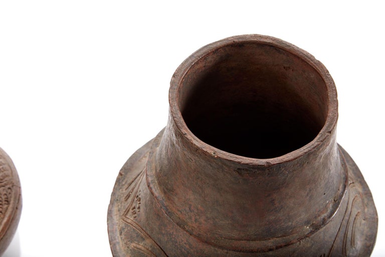 Two Pieces of a Pair of Early 20th Century Etched African Vessels from ...