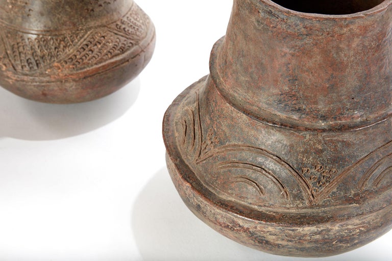 Two Pieces of a Pair of Early 20th Century Etched African Vessels from ...