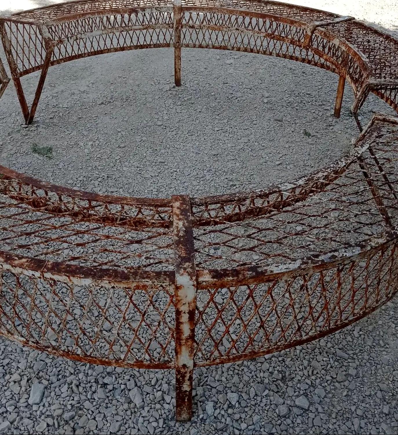 Two rare rounded wrought-iron benches, France beginning of the 20th ...