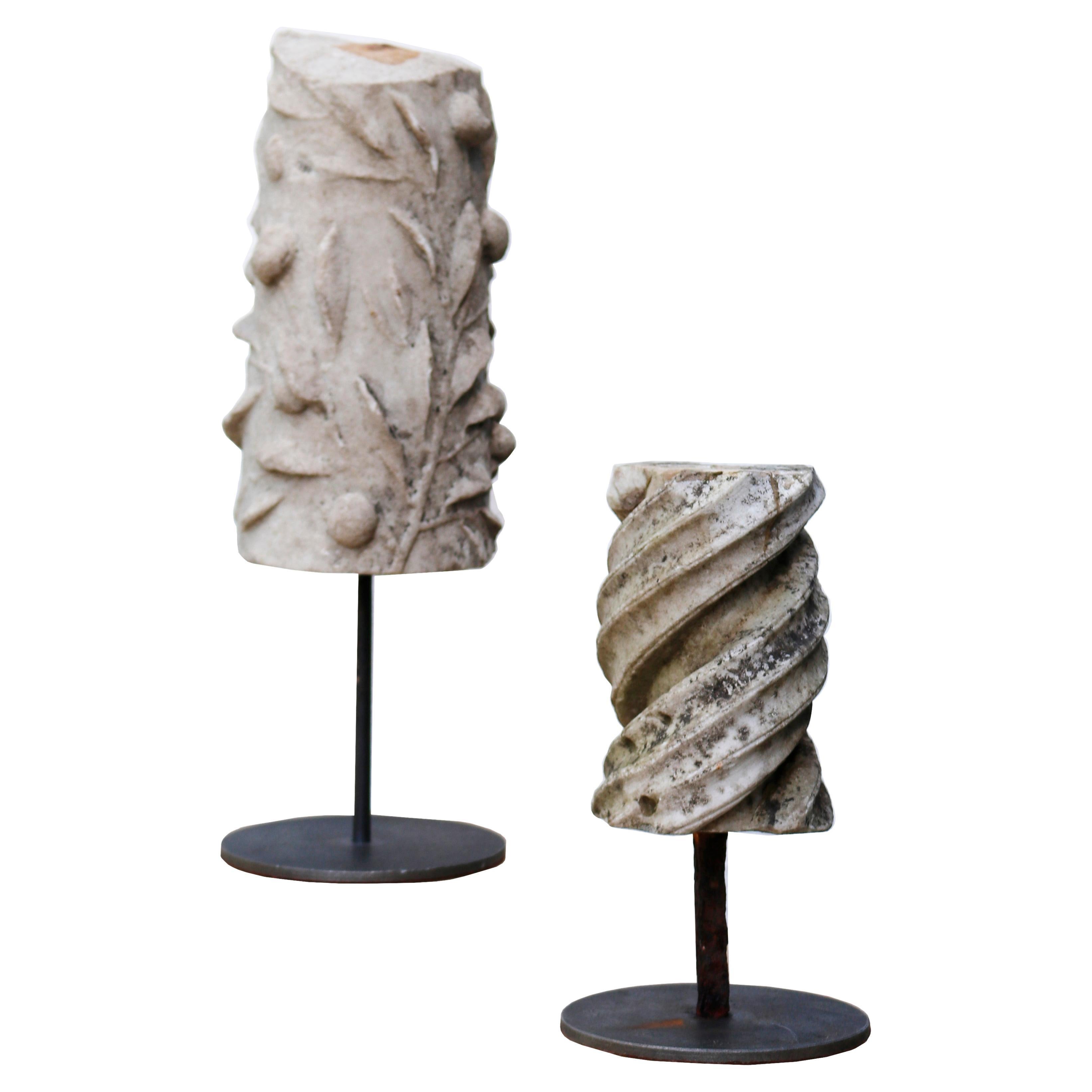 Two Roman Style Fragments of Marble Columns at 1stDibs