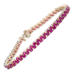 Ruby Diamond Double-Row Two-Tone Gold Bracelet For Sale at 1stDibs