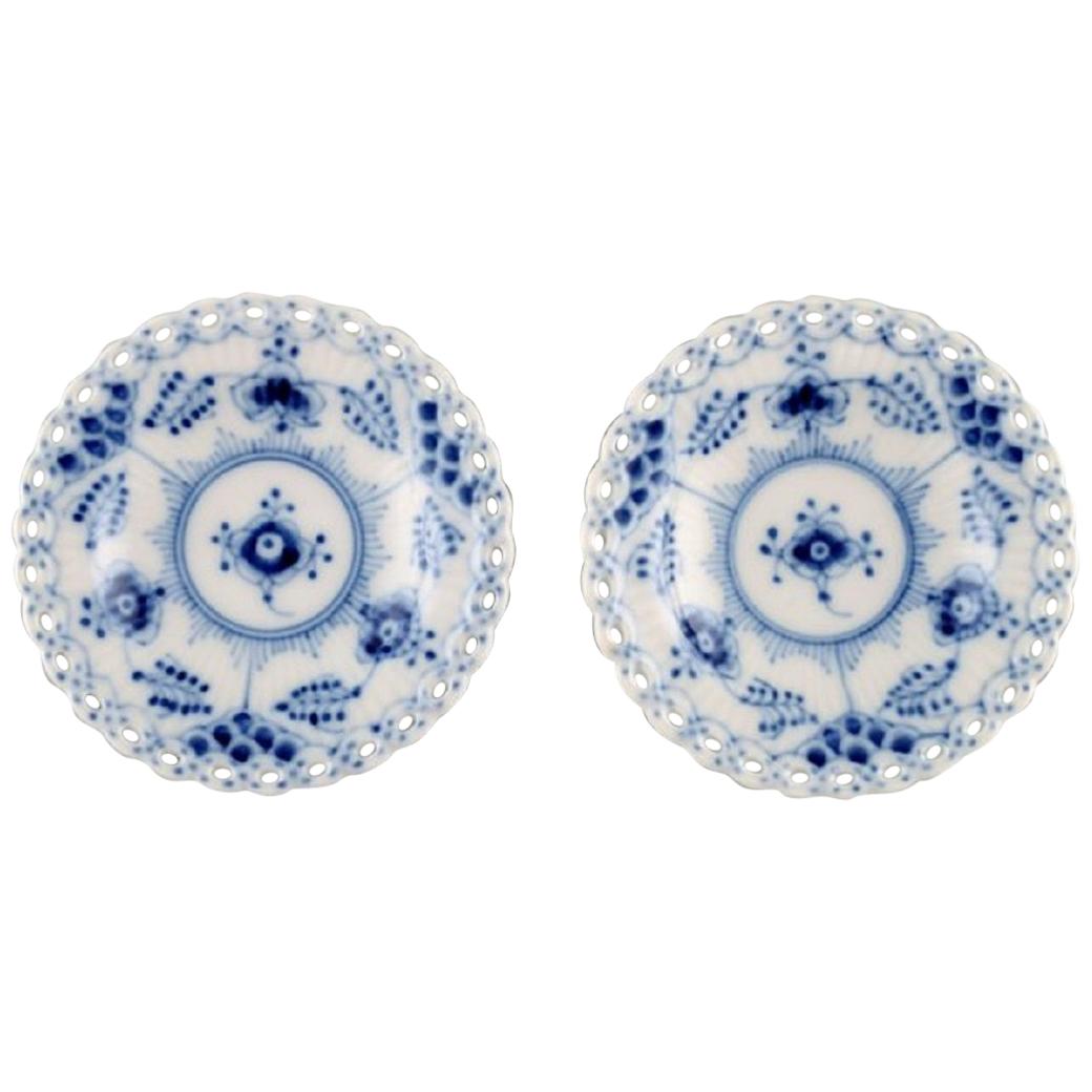 Two Royal Copenhagen Blue Fluted Full Lace Butter Pads in Porcelain at ...