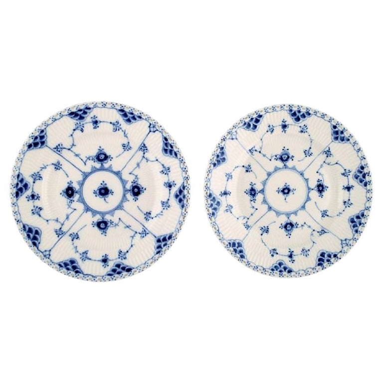 Two Royal Copenhagen Blue Fluted Full Lace Plates in Openwork Porcelain ...