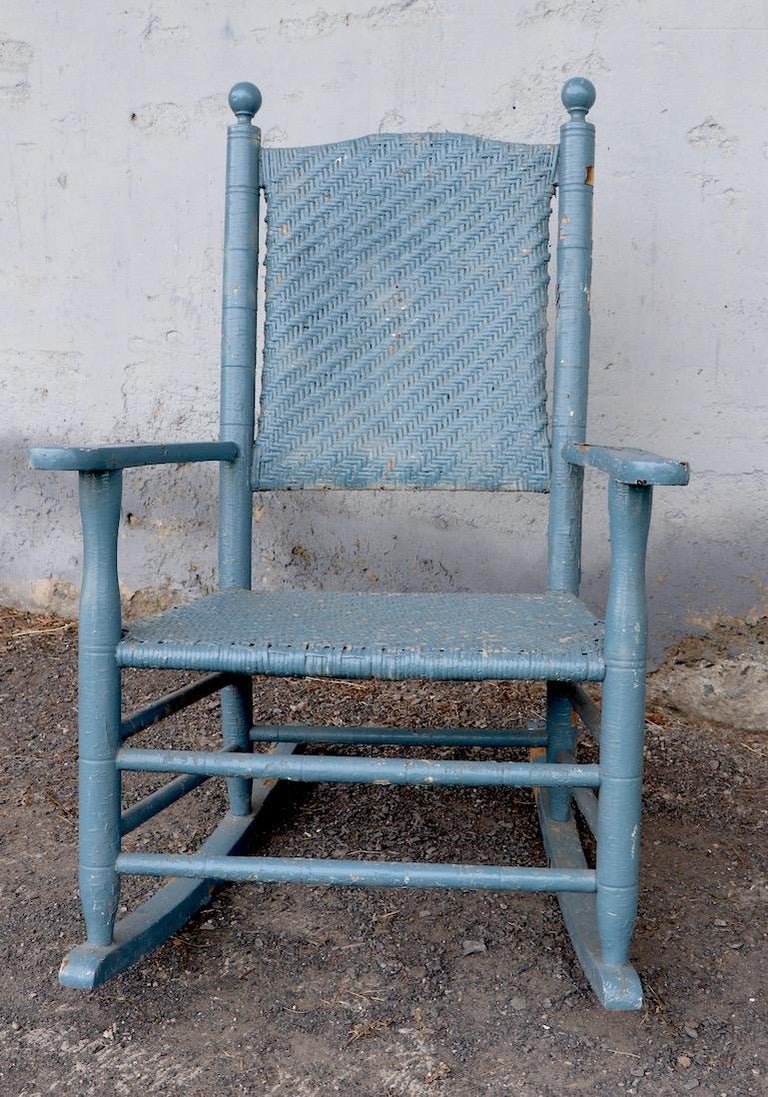 Two Rustic Porch Rockers in Peely Paint Finish at 1stDibs