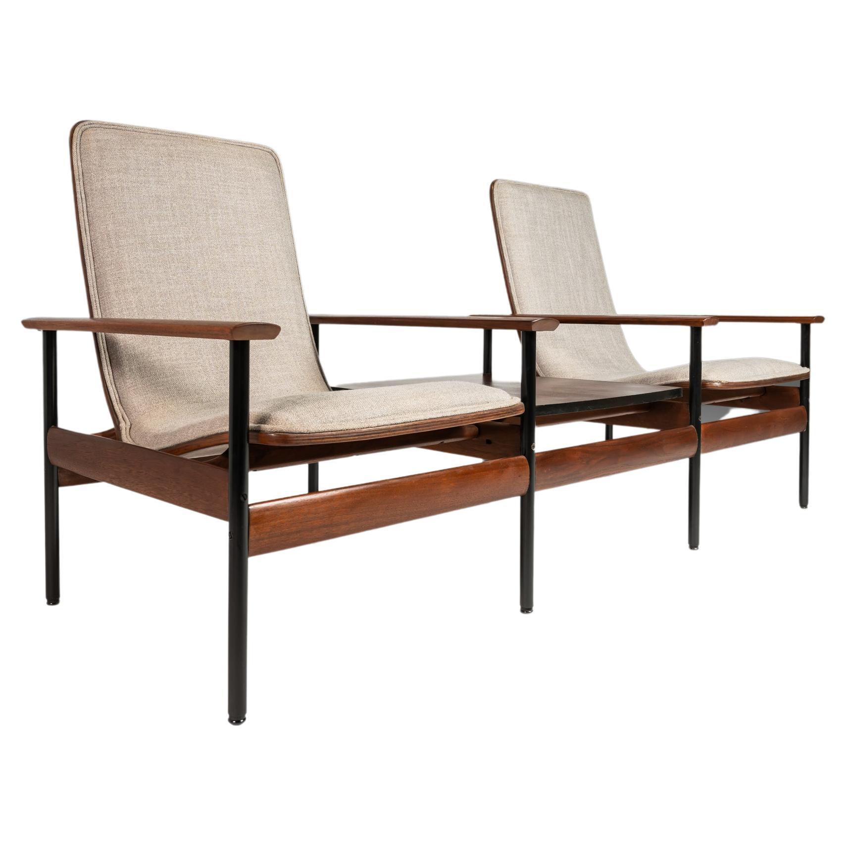 Tandem Three Seat Bench Tweed Attributed to Arthur Umanoff for Madison ...
