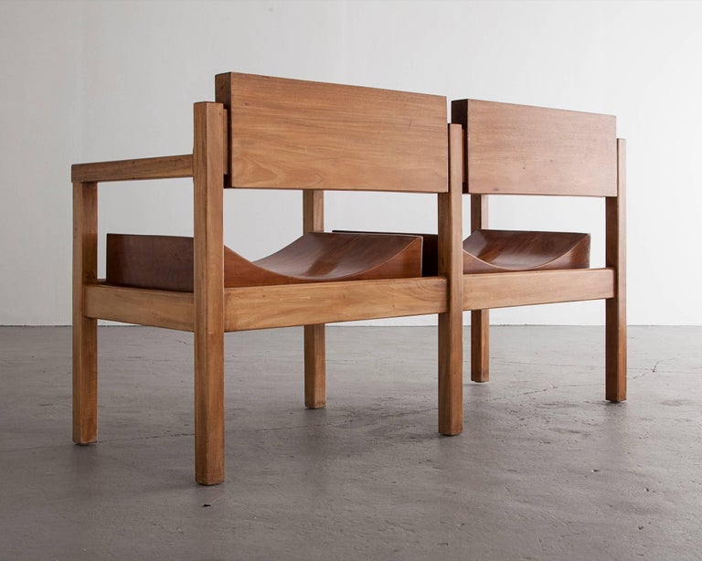 Two-Seat "Tree Trunk Bench" in Solid, Shaped Rosewood For Sale at 1stDibs