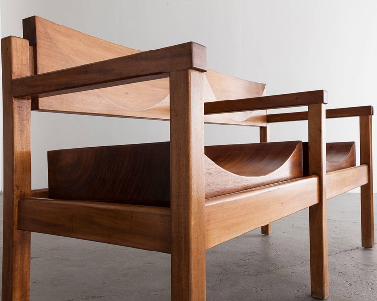 Two-Seat "Tree Trunk Bench" in Solid, Shaped Rosewood For Sale at 1stDibs
