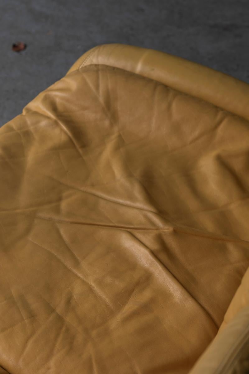 Two-seater Sofa in Yellow Leather, Italy, 1970s at 1stDibs