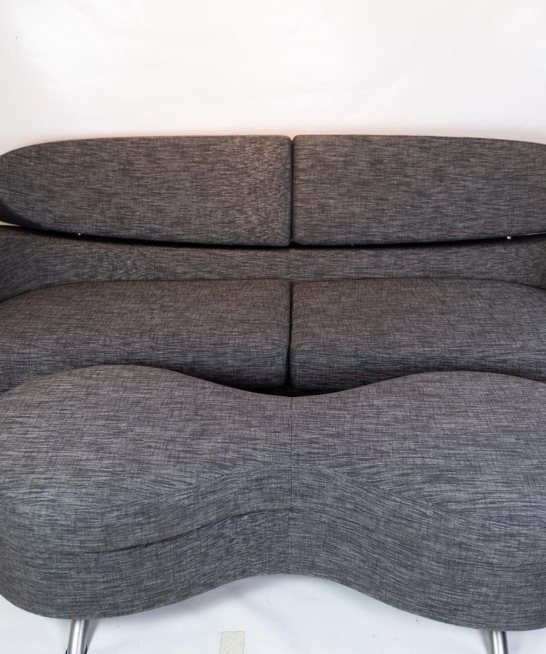 Two-Seat Sofa of Grey Wool Fabric with Stool by the Norwegian Brand ...