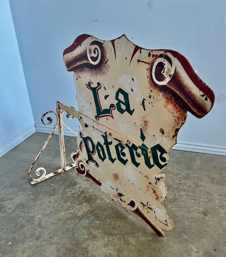 Two Side Enamel painted French Sign For Sale at 1stDibs