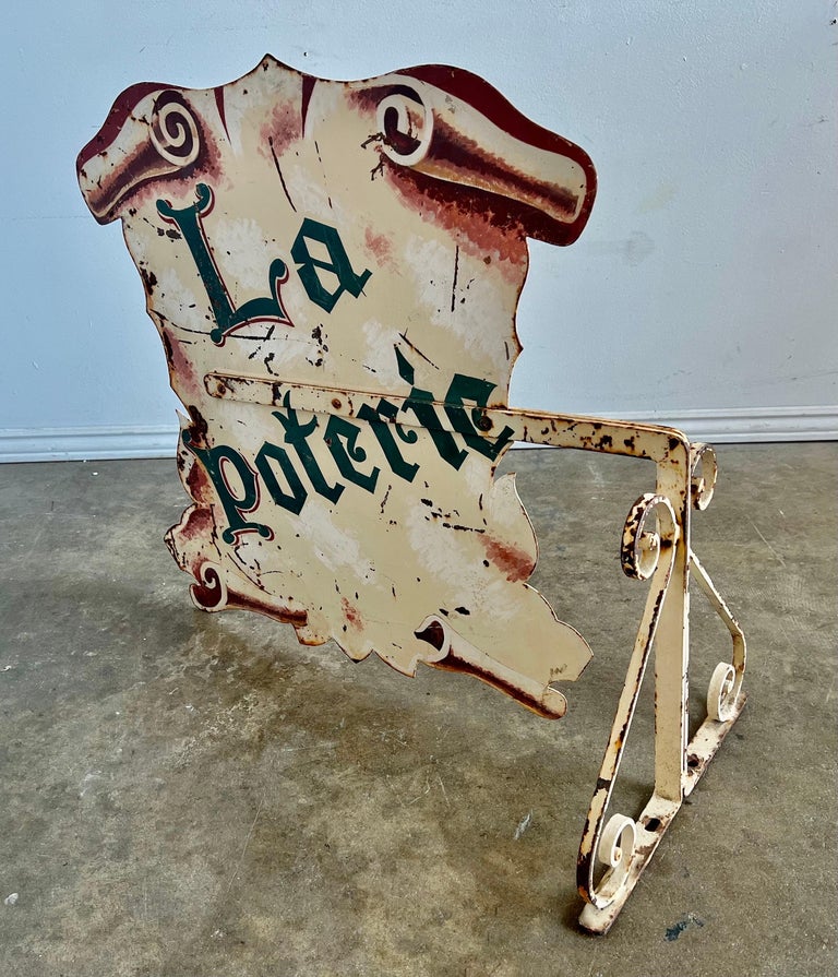 Two Side Enamel painted French Sign For Sale at 1stDibs