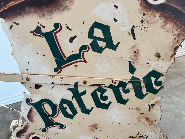 Two Side Enamel painted French Sign For Sale at 1stDibs