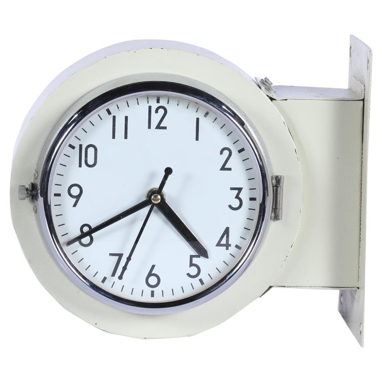 Two Sided Clock from Ship's Passageway, 1970's For Sale at 1stDibs