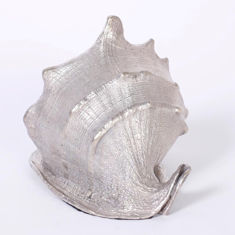 Two Silver Plated Metal Seashells at 1stDibs