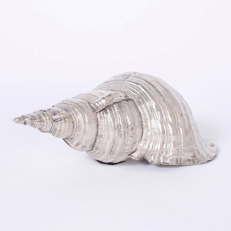 Two Silver Plated Metal Seashells at 1stDibs